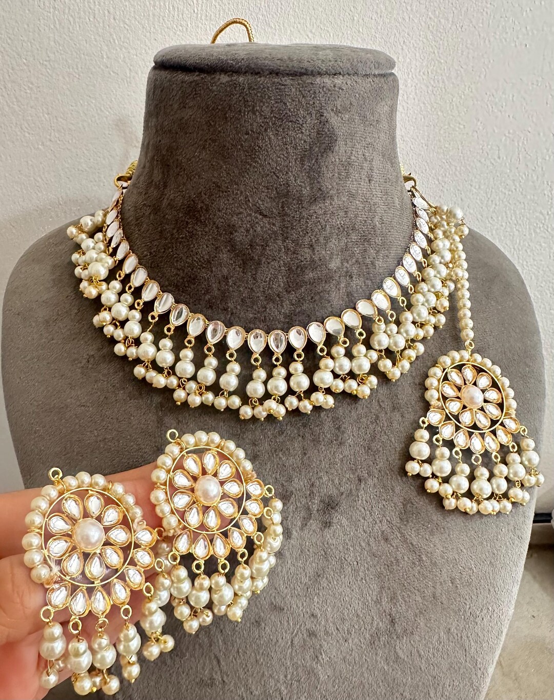 Gold Tone Punjabi Pipal Patti Jewelry Set - Etsy