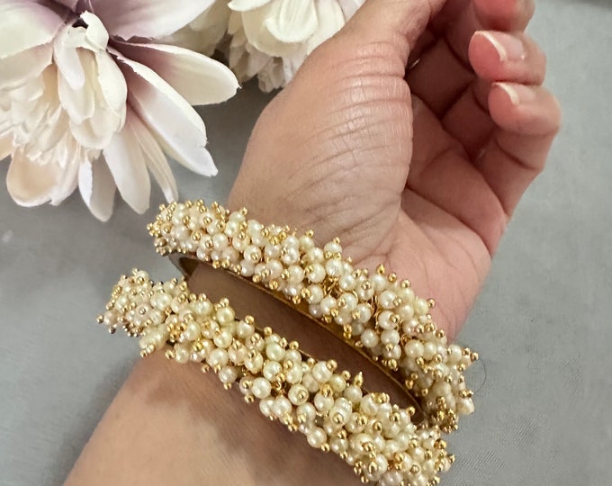 Bollywood Style Kundan Pearl Bangles Set2 Pc/indian Bangles/punjabi ...