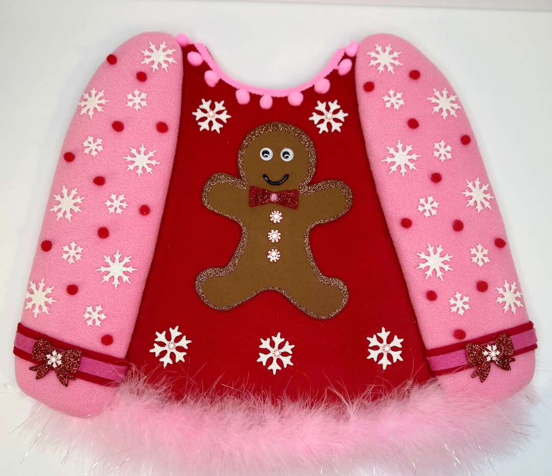 Pink Gingerbread Christmas Sweater Wreath Attachment, WAAM - Etsy