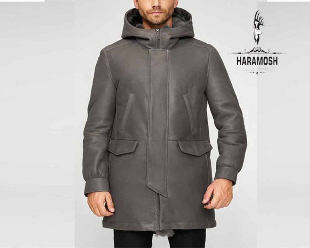 Mens Western Style Lamb Leather Faux Fur Overcoat Distressed - Etsy