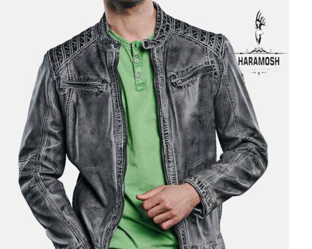 Mens Grey Leather Jacket, Mens Leather Jackets, Christmas Gifts ...