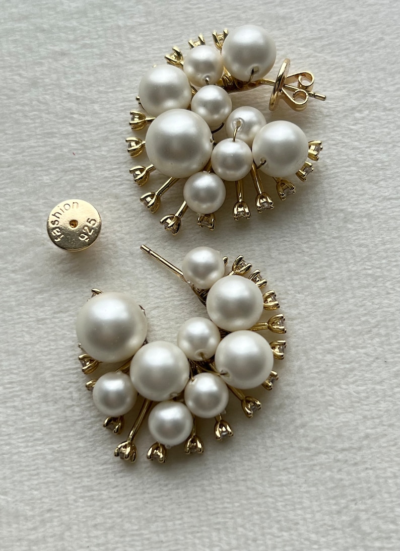 Pearl Hoop Earrings Wedding Design Bridal Jewelry Statement Style Bride ...