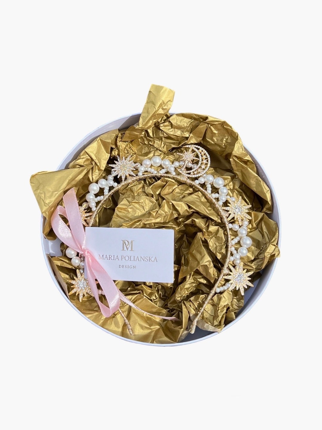 Moon Stars Pearl Crown Celestial Bridal Tiara Wedding Hair Jewelry ...
