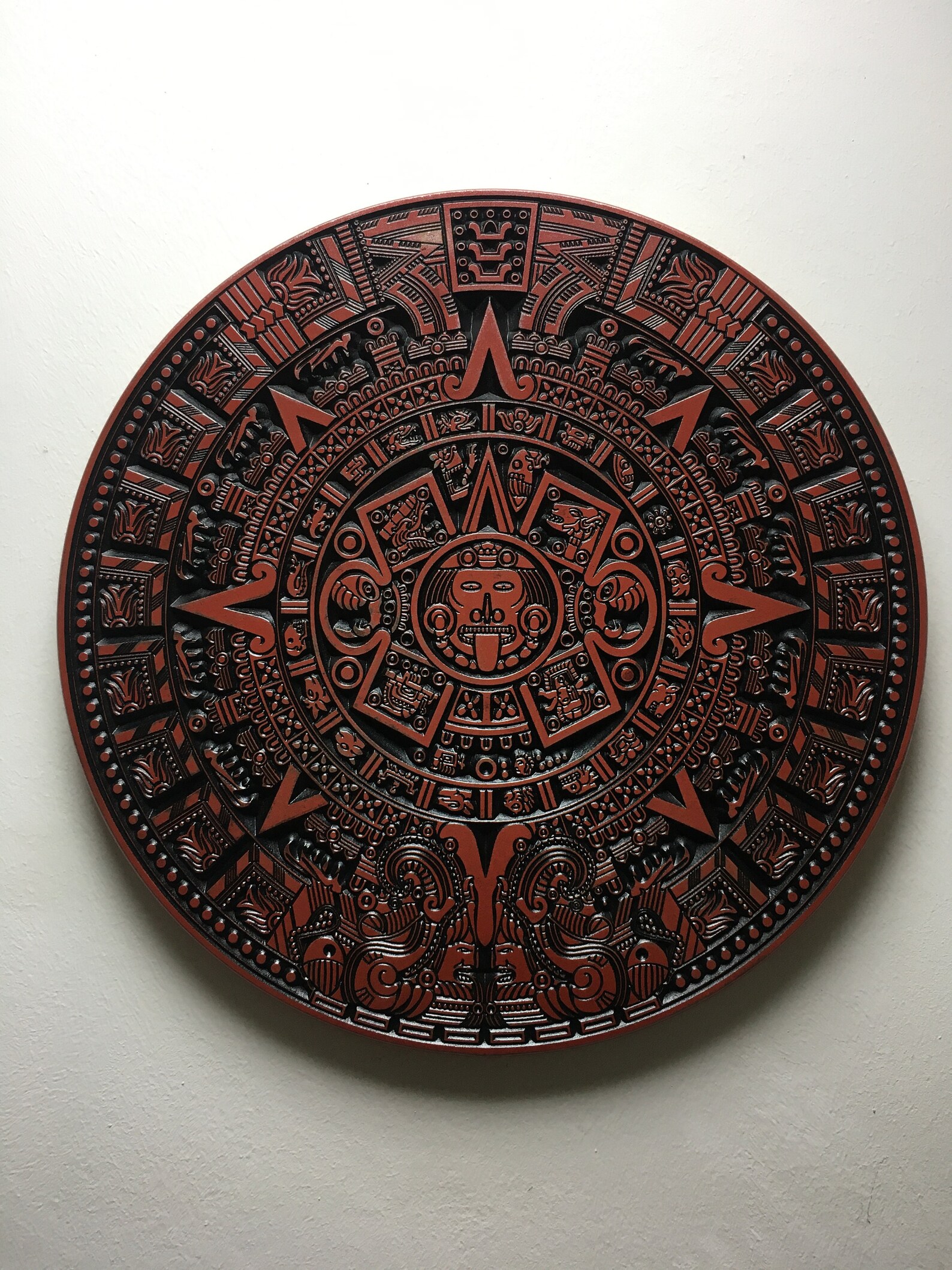 Aztec Calendar Red Pearl Finish - Etsy