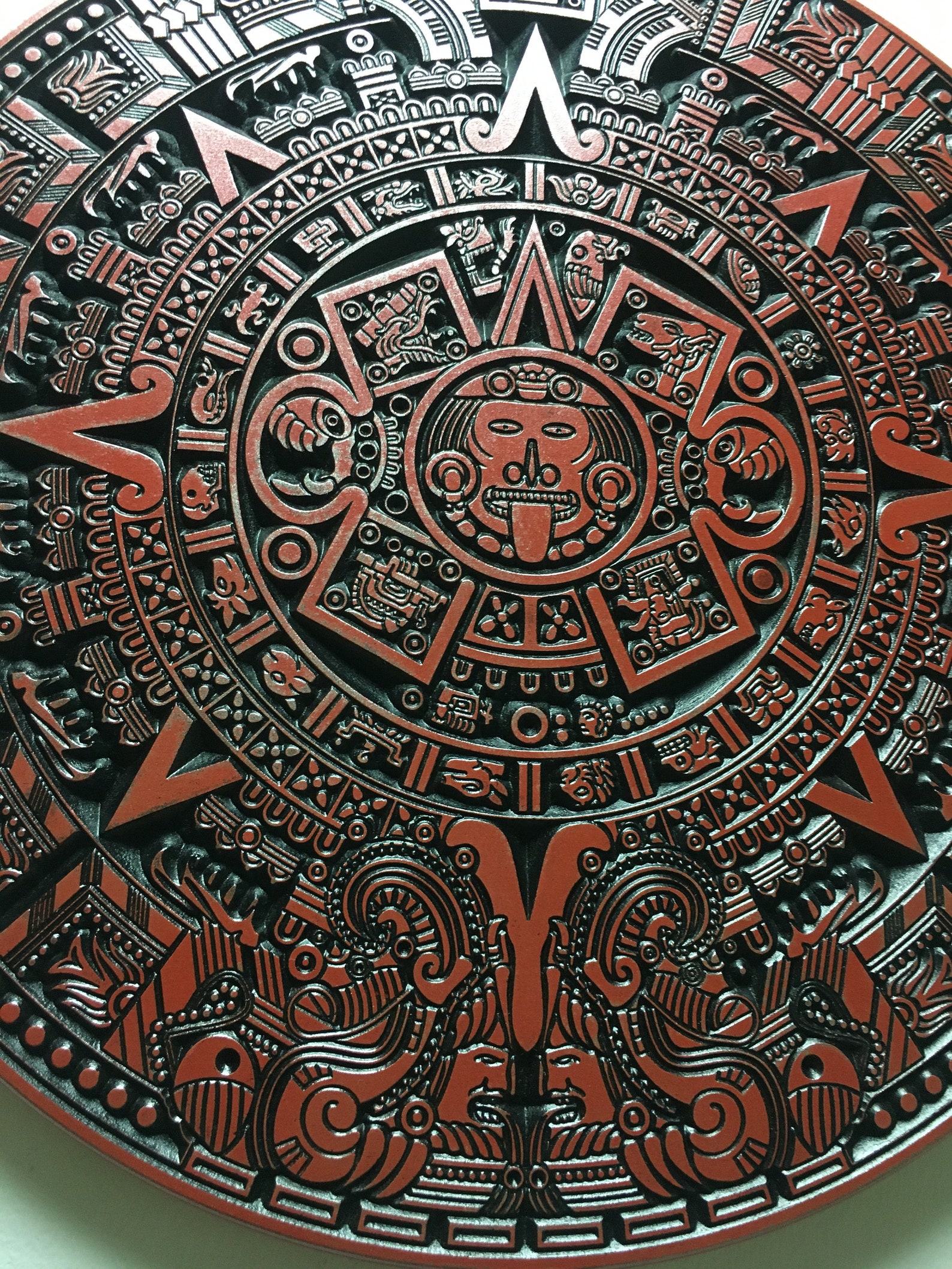 Aztec Calendar Red Pearl Finish - Etsy