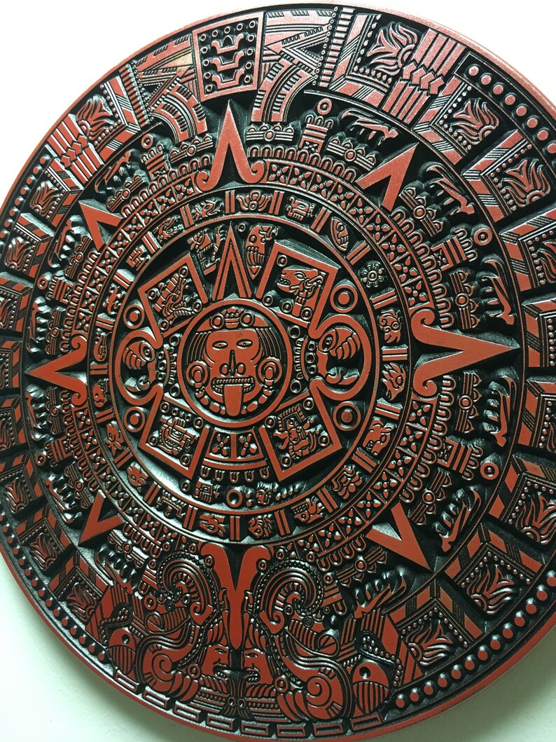Aztec Calendar Red Pearl Finish - Etsy