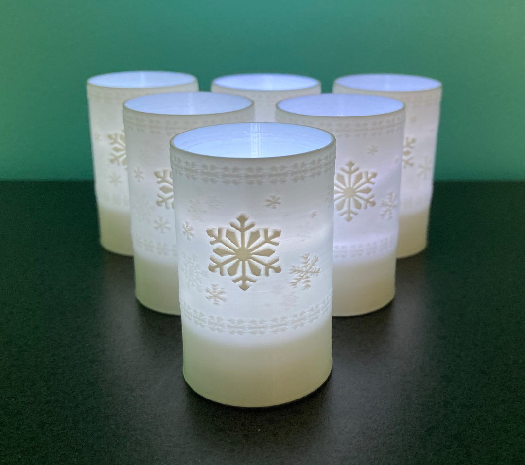Snowflake Tea Lights - Six (6) 3D Printed Snow White Lanterns Perfect ...