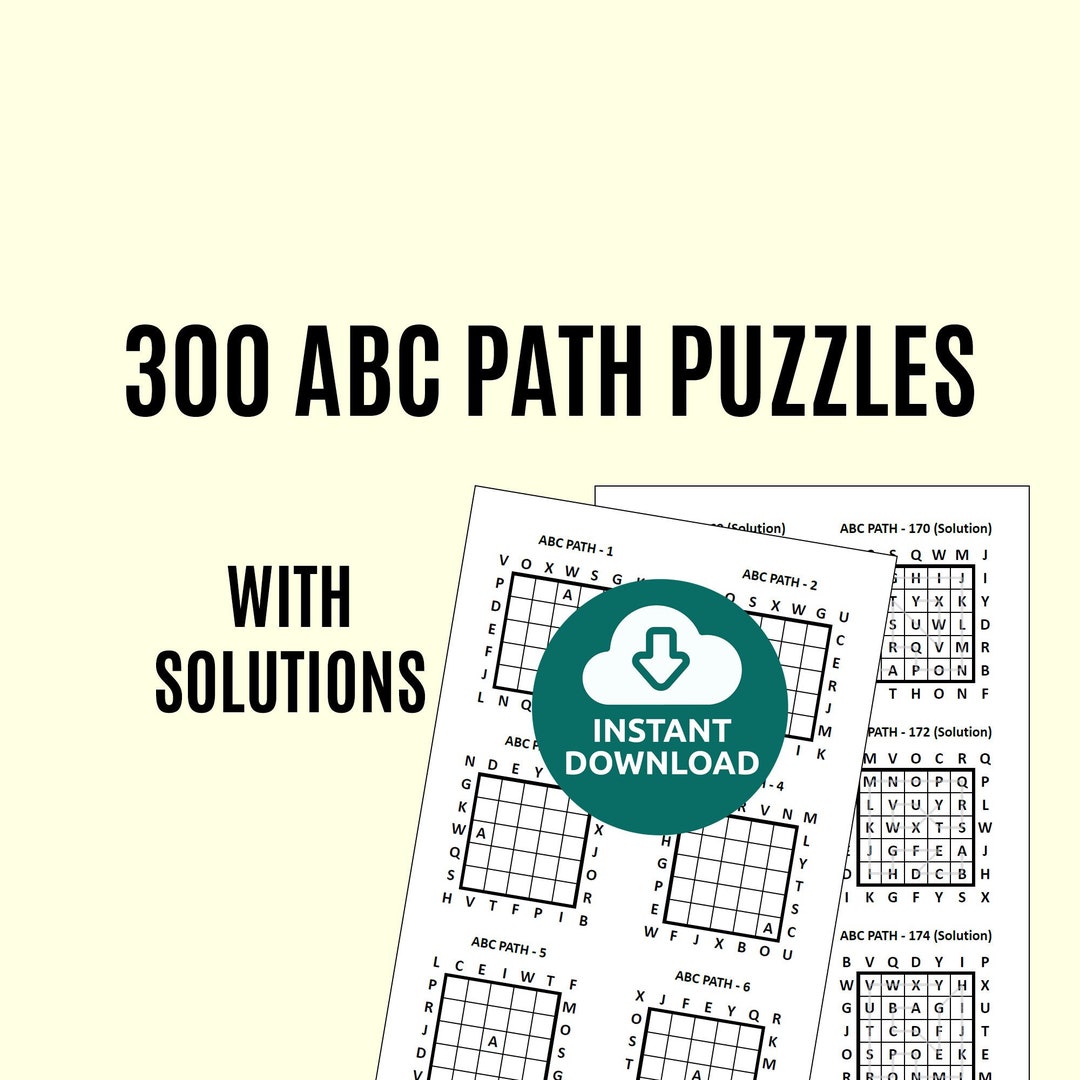300 ABC Path Puzzles, Japanese Logic Alphabet Games, Printable Instant ...