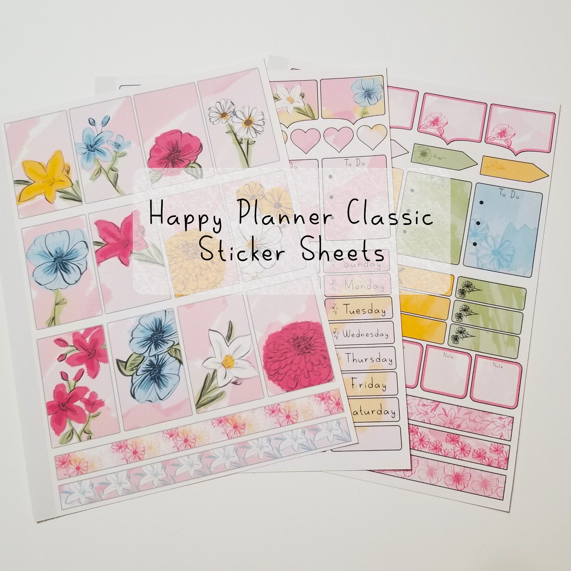 Love Floral Petals Weekly Kit HP Classic Dashboard Planner Stickers ...