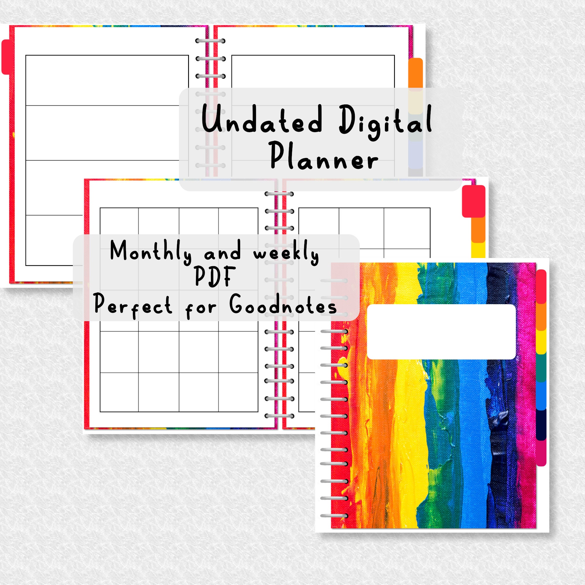 Undated Digital Planner PDF Perfect for Goodnotes 7 Rainbow Tabs - Etsy