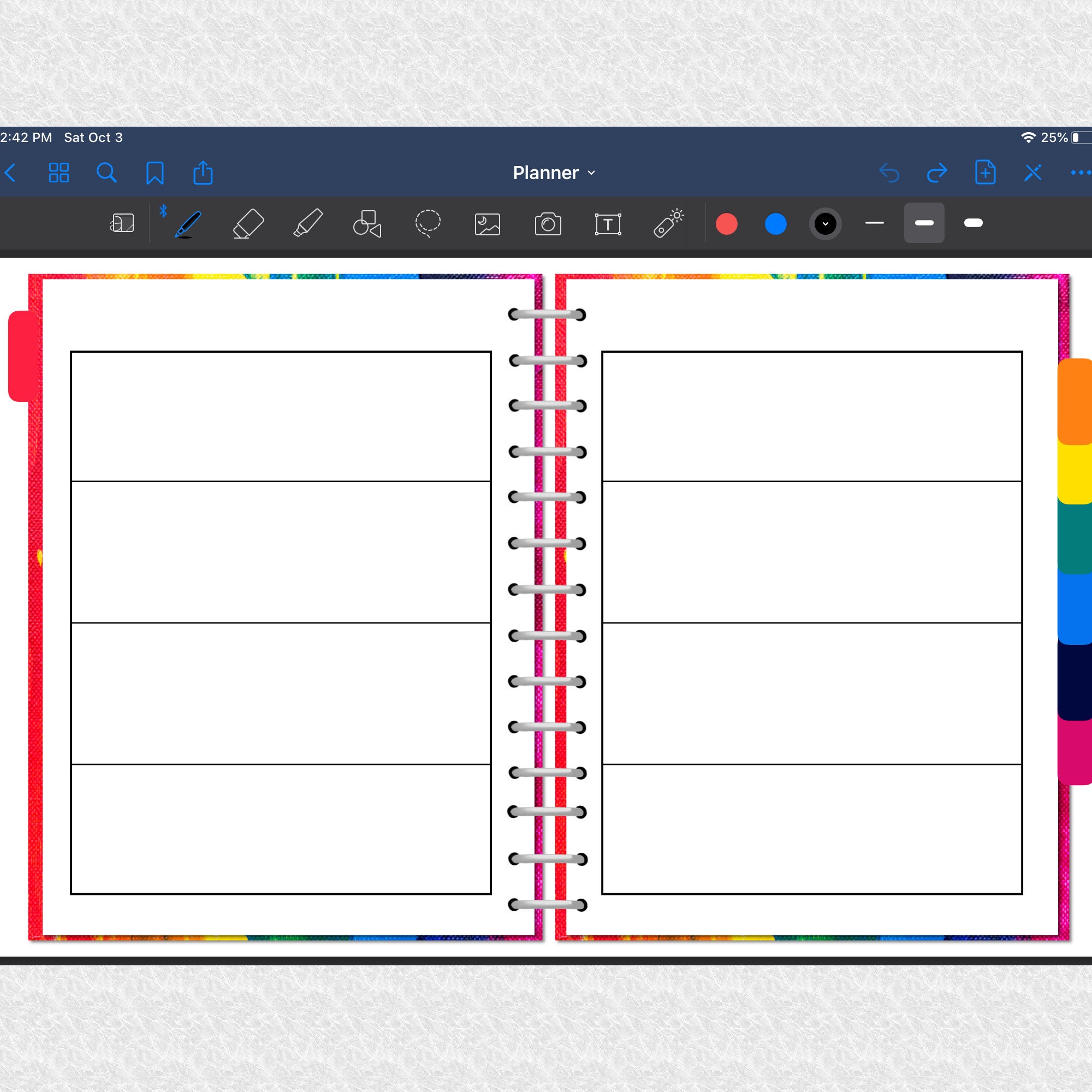 Undated Digital Planner PDF Perfect for Goodnotes 7 Rainbow Tabs - Etsy