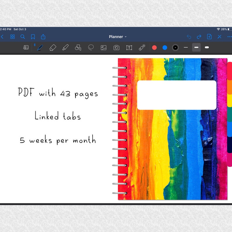 Undated Digital Planner PDF Perfect for Goodnotes 7 Rainbow Tabs - Etsy