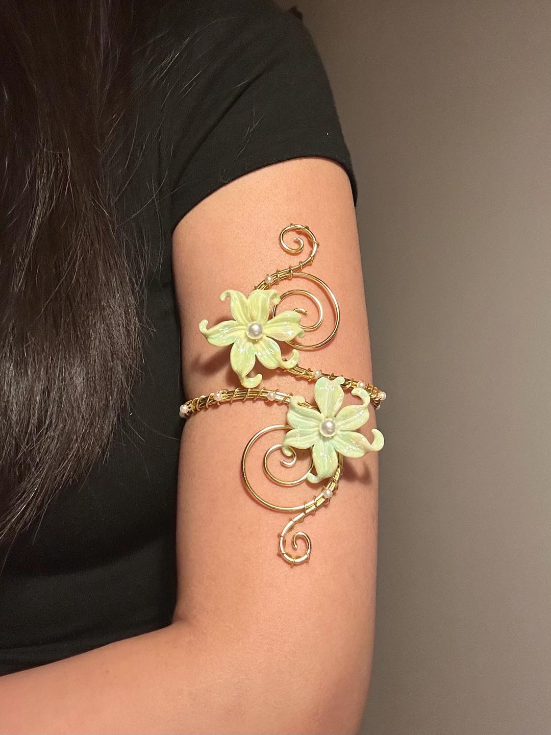 Handmade Flower Arm Cuff, Beaded Upper Arm Jewelry - Etsy