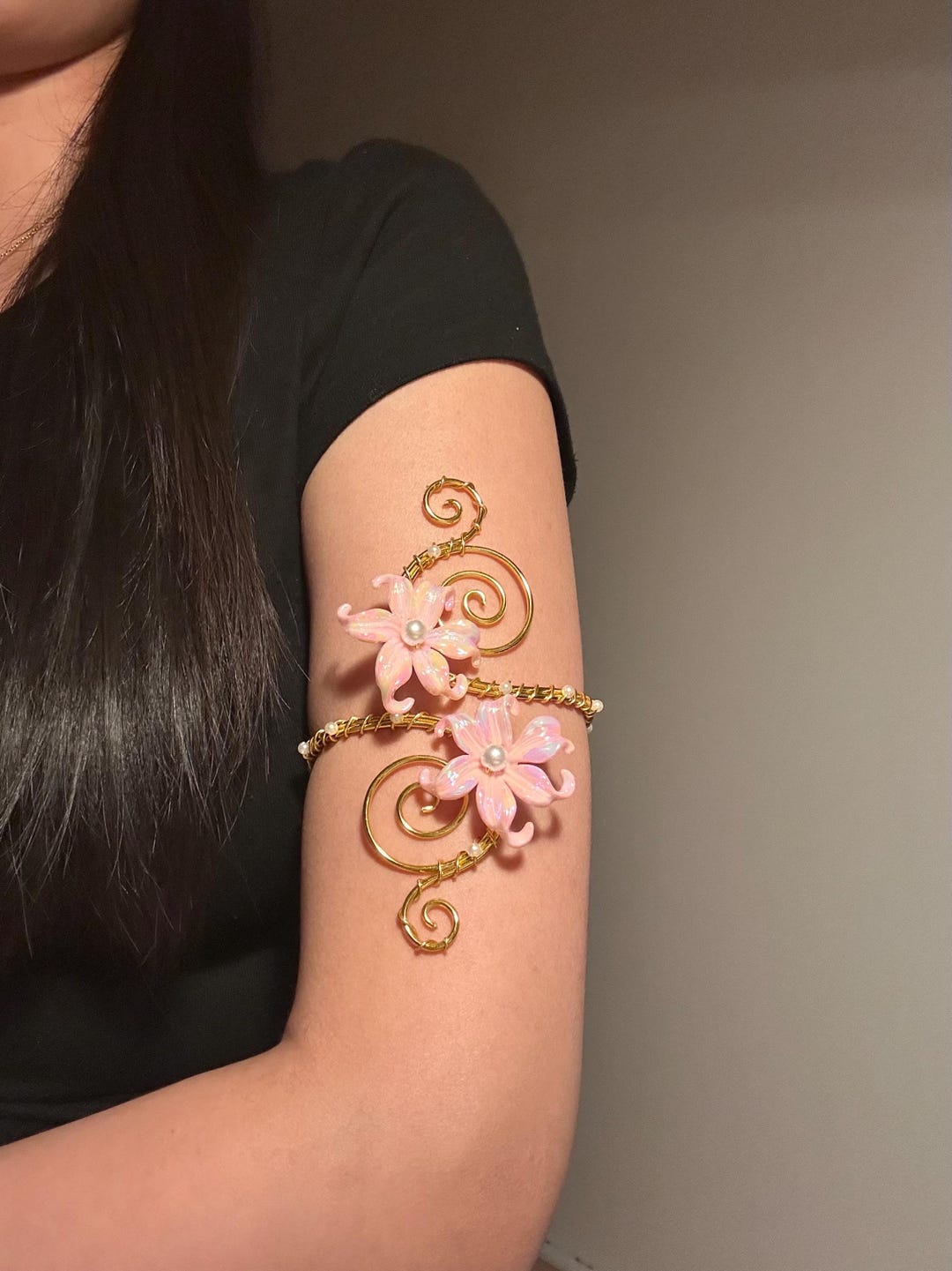 Handmade Flower Arm Cuff, Beaded Upper Arm Jewelry - Etsy