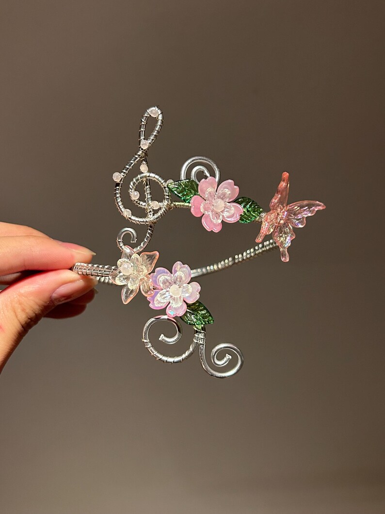 Handmade Musical Note Arm Cuff With Flowers & Beads - Etsy