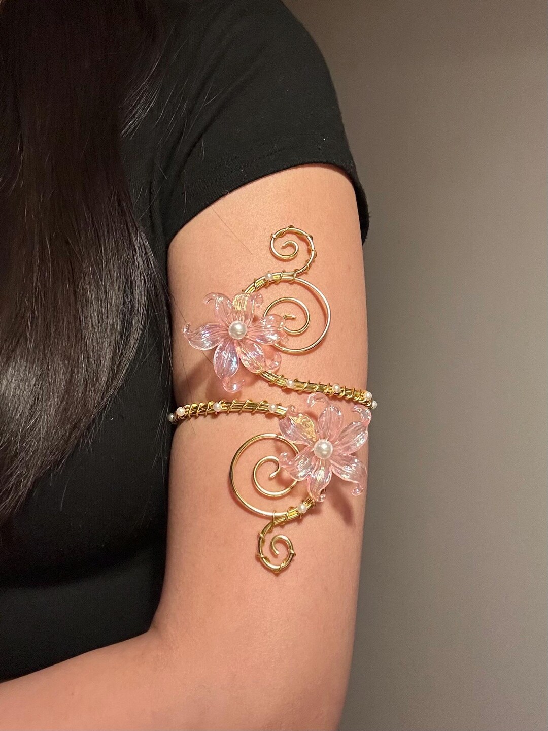 Handmade Beaded Flower Arm Cuff, Whimsical Upper Arm Jewelry - Etsy