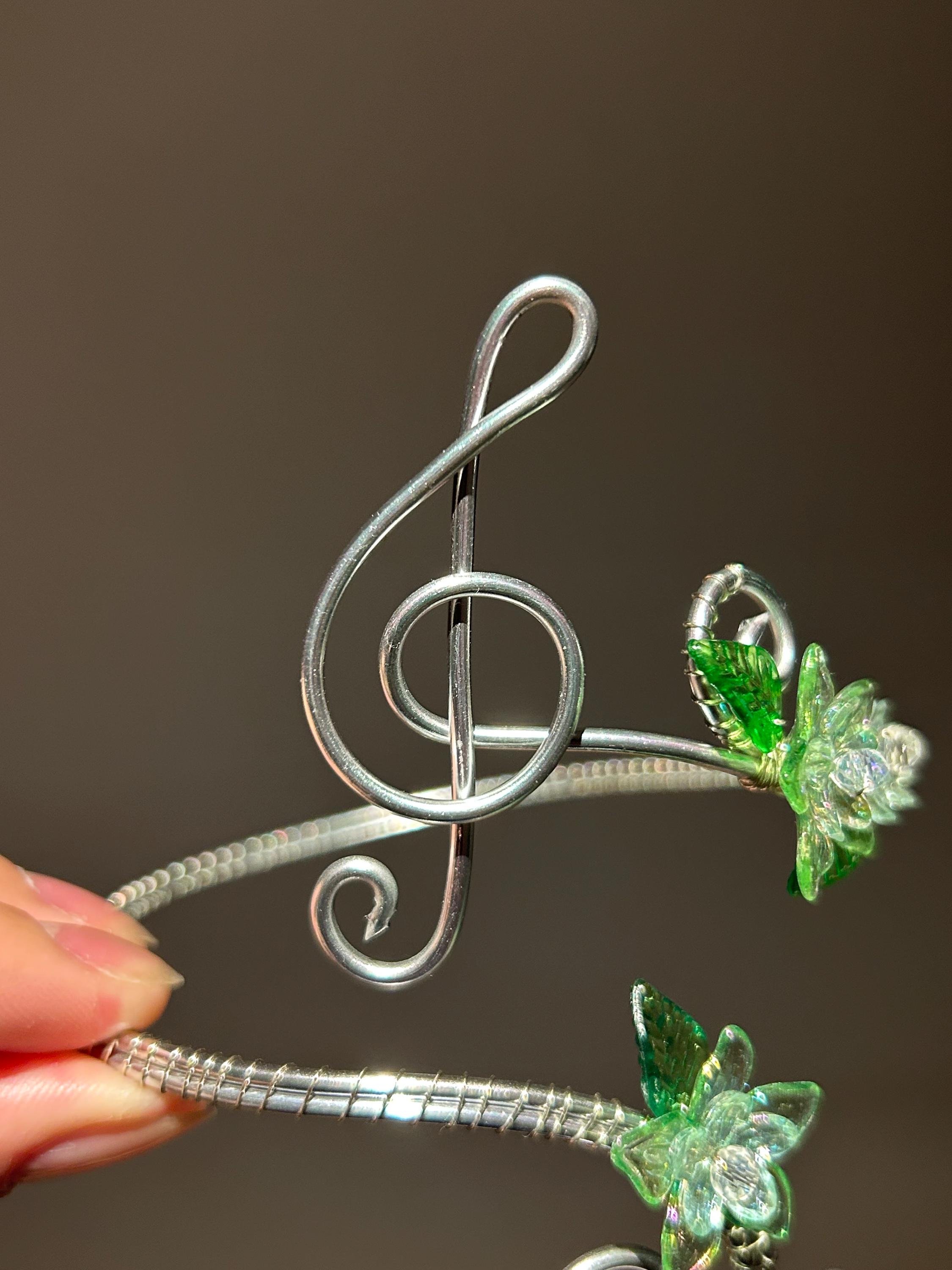 Music Arm Cuff / Alto Clef Treble Clef Bass Clef Flower Note Wire ...