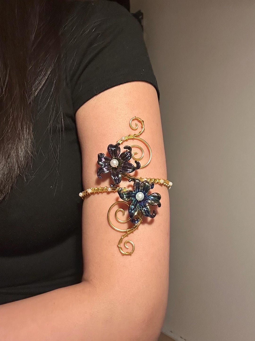 Handmade Flower Arm Cuff, Beaded Upper Arm Jewelry - Etsy