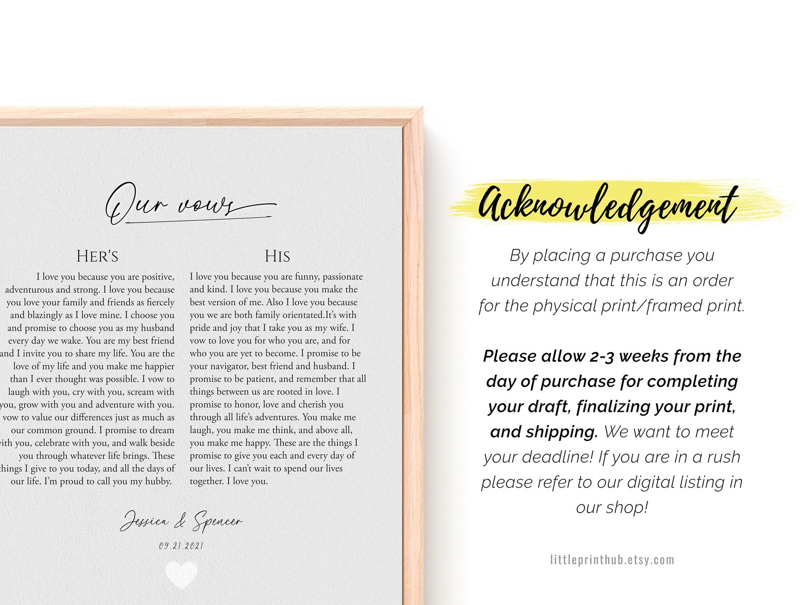 Custom Wedding Vows From Bride to Groom His or Her Wedding - Etsy