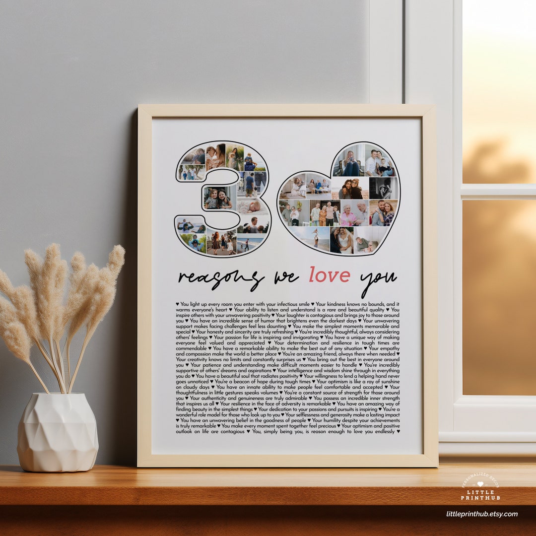 30 Reasons We Love You Collage, Custom 30th Wedding Anniversary Gift ...