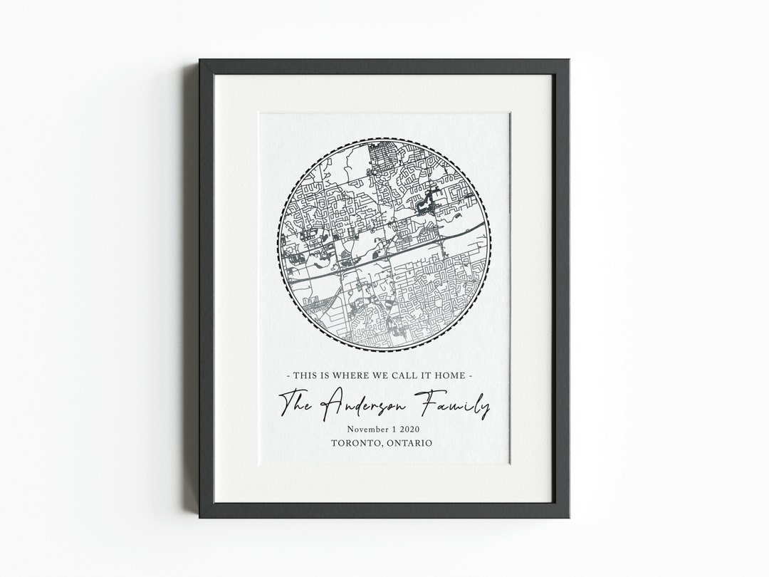 First Home Map Print, Custom City Map With FRAME, Realtor Closing Gift ...