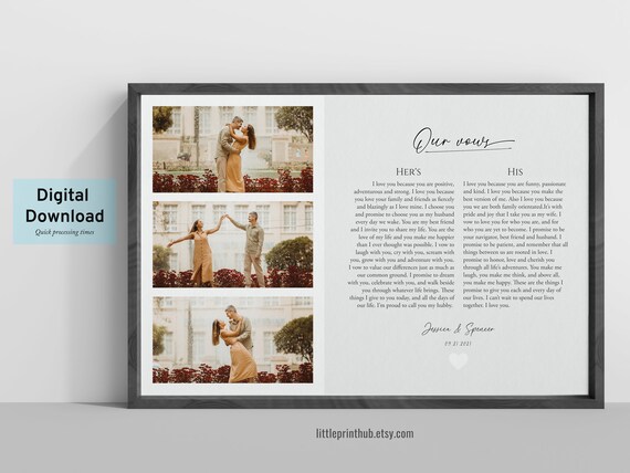 Custom Wedding Vows From Bride to Groom His or Her Wedding | Etsy