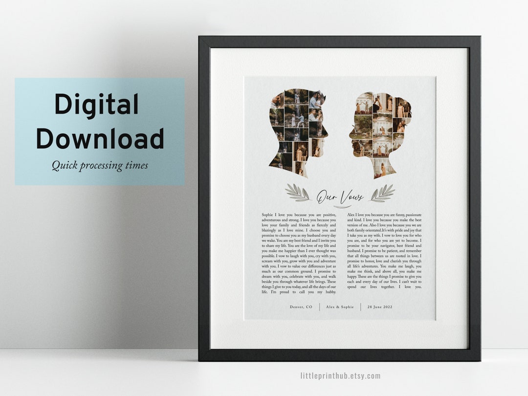 Custom Wedding Vows From Bride to Groom, His or Her Wedding Vows Photo ...