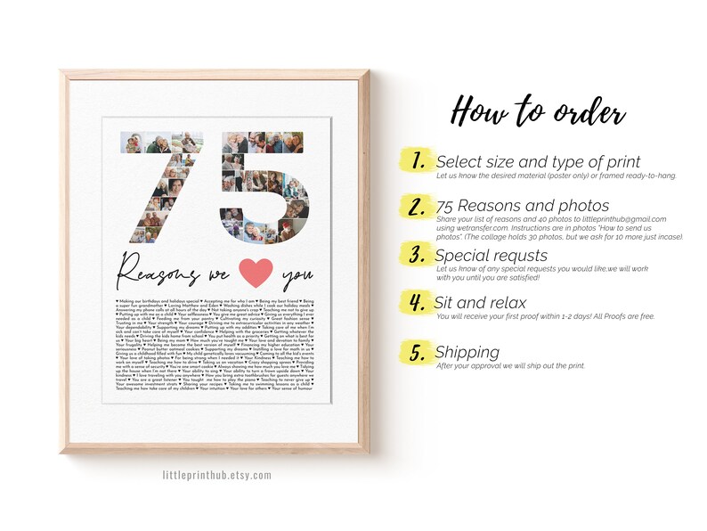 75 Reasons We Love You Custom Photo Collage Why I Love You - Etsy Canada