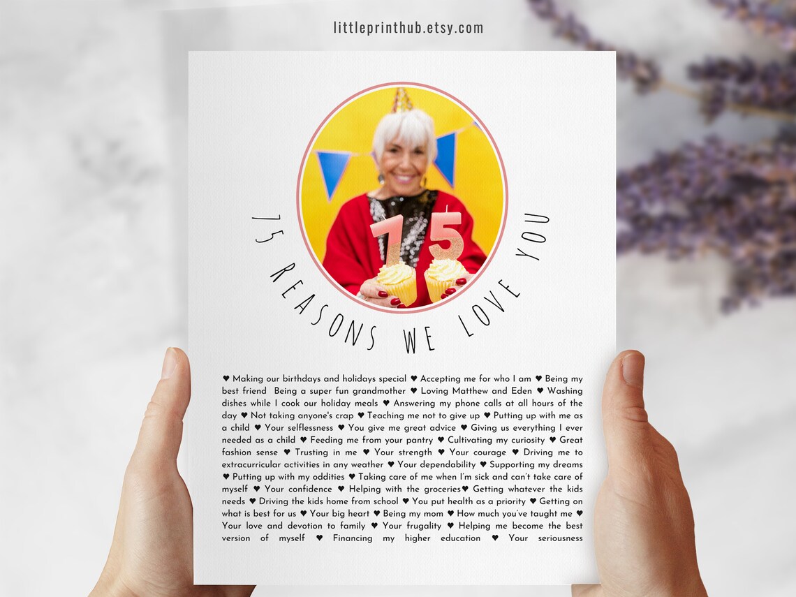 Fully Editable Template 75 Reasons We Love You Custom Photo - Etsy