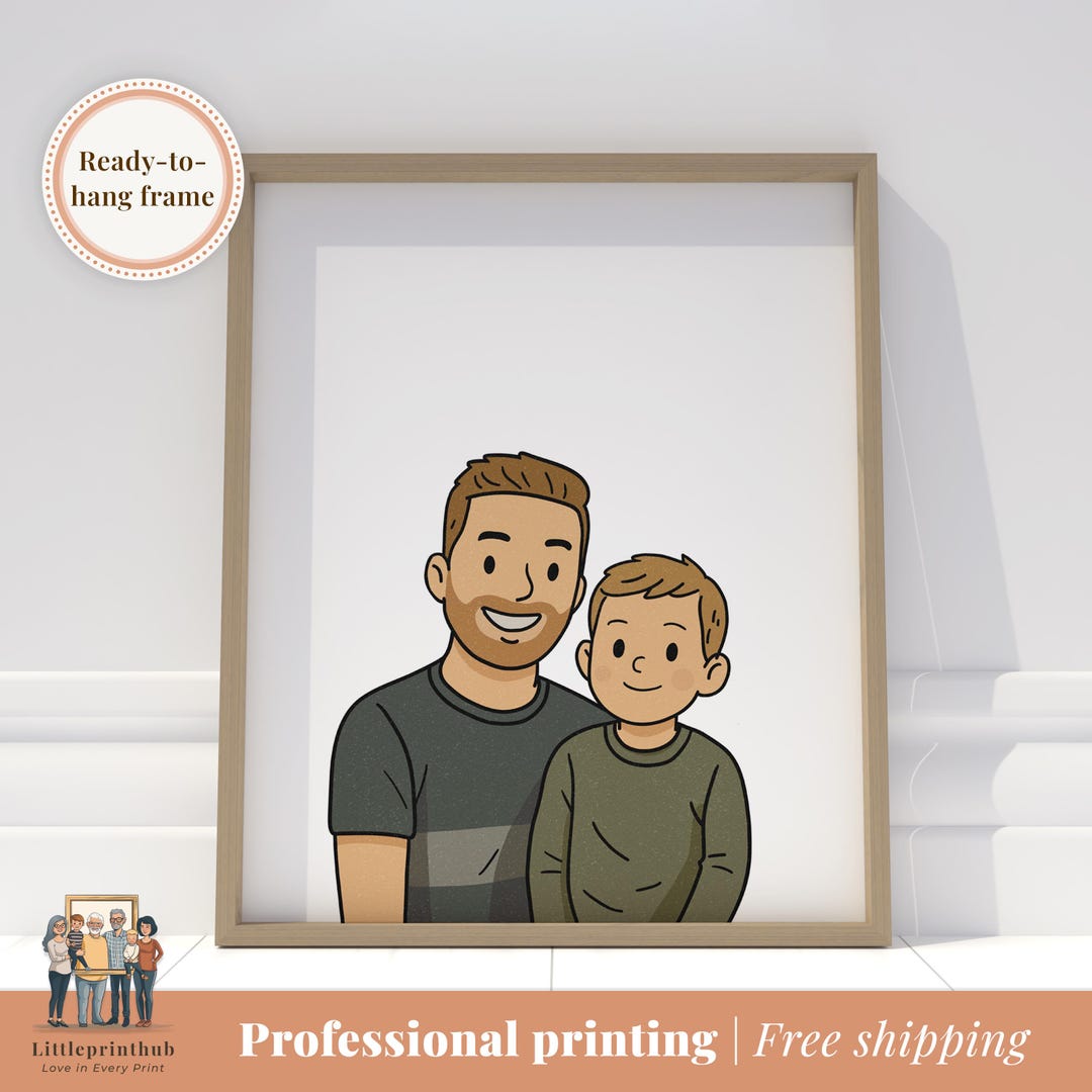 Father’s Day Custom Portrait, Hand Drawn Family Illustration ...