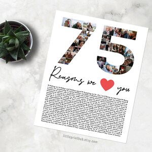 75 Reasons We Love You Custom Photo Collage Why I Love You | Etsy Canada