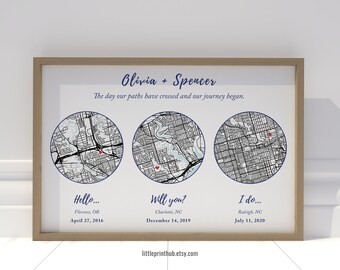 Where We Met Map Where It All Began Couple Map Gift for Her Gift for ...