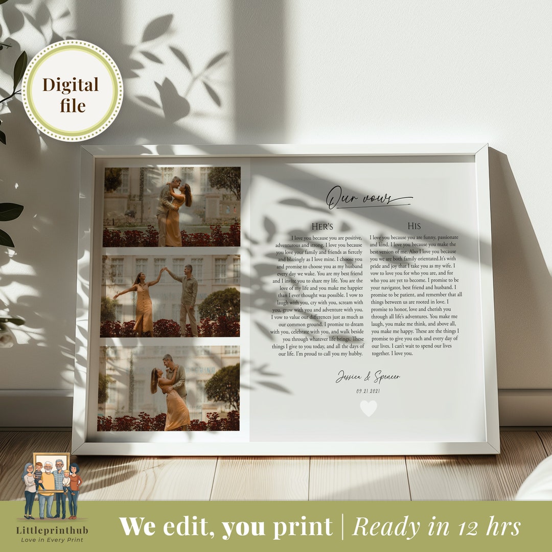 Custom Wedding Vows From Bride to Groom, His or Her Wedding Vows Photo ...