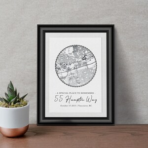 First Home Map Print, Custom City Map With FRAME, Realtor Closing Gift ...