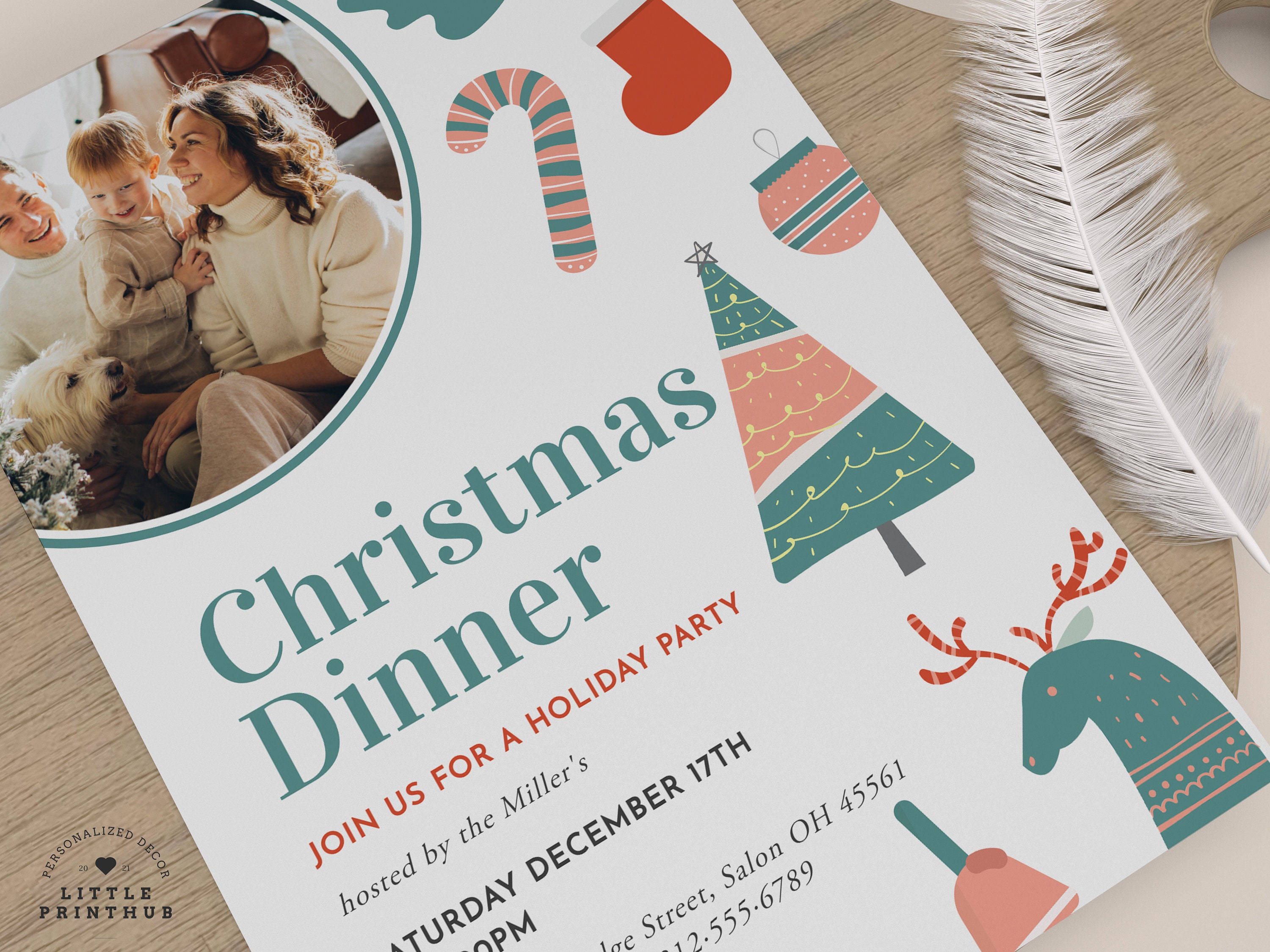 Fully Editable Template Personalized 5x7 Christmas Party - Etsy