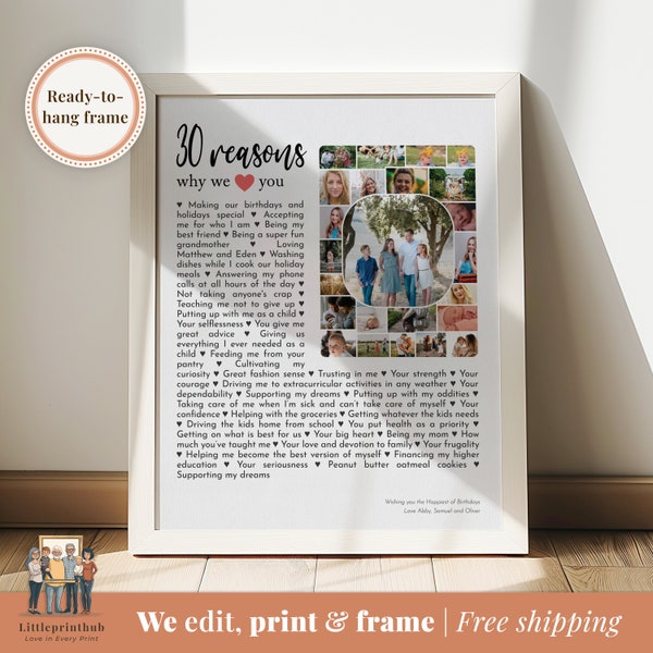 30th Birthday Photo Collage 30 Things We Love About You - Etsy
