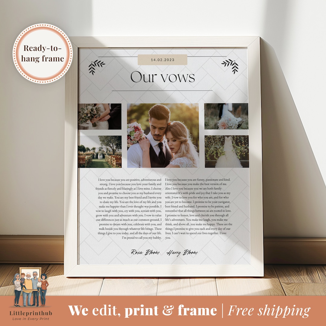 Custom Wedding Vows From Bride to Groom, His or Her Wedding Vows Photo ...