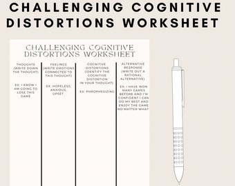 Ten Cognitive Distortions Client Handouts and Worksheets - Etsy