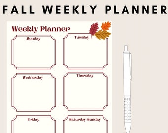 Fall/floral Themed Weekly Planner Digital Template Printable - Etsy