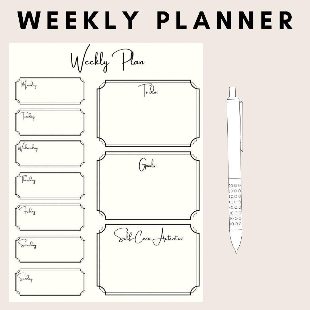 Weekly Plan Printable Digital Download - Etsy