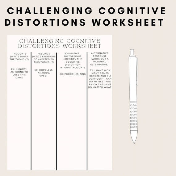 Cognitive Distortions Worksheet Printable Digital Download - Etsy