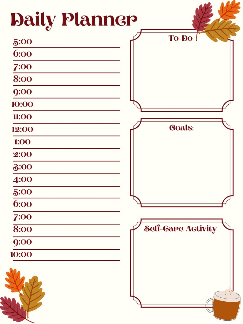 Fall Daily Planner Printable Digital Download - Etsy