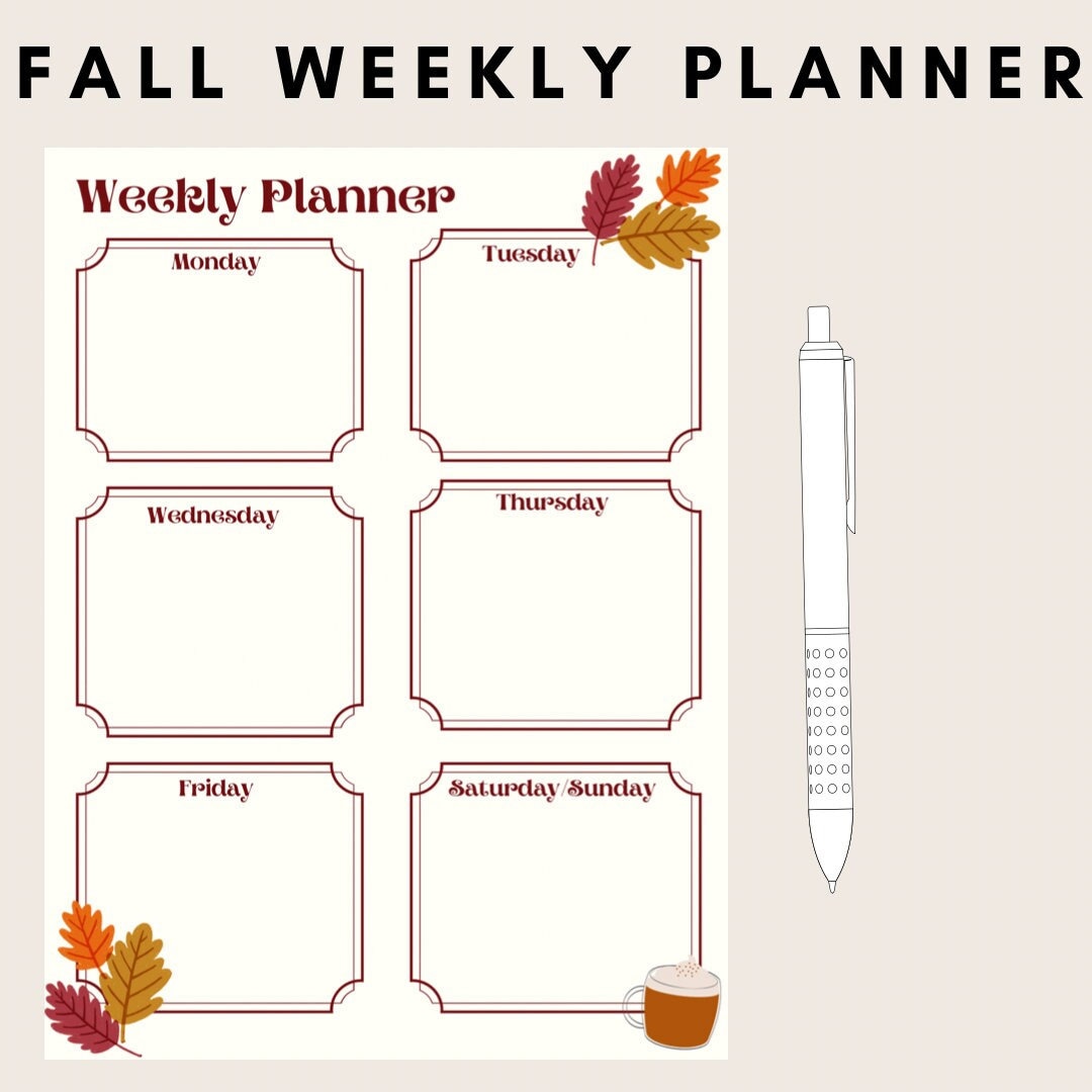 Fall Weekly Planner Printable Digital Download - Etsy