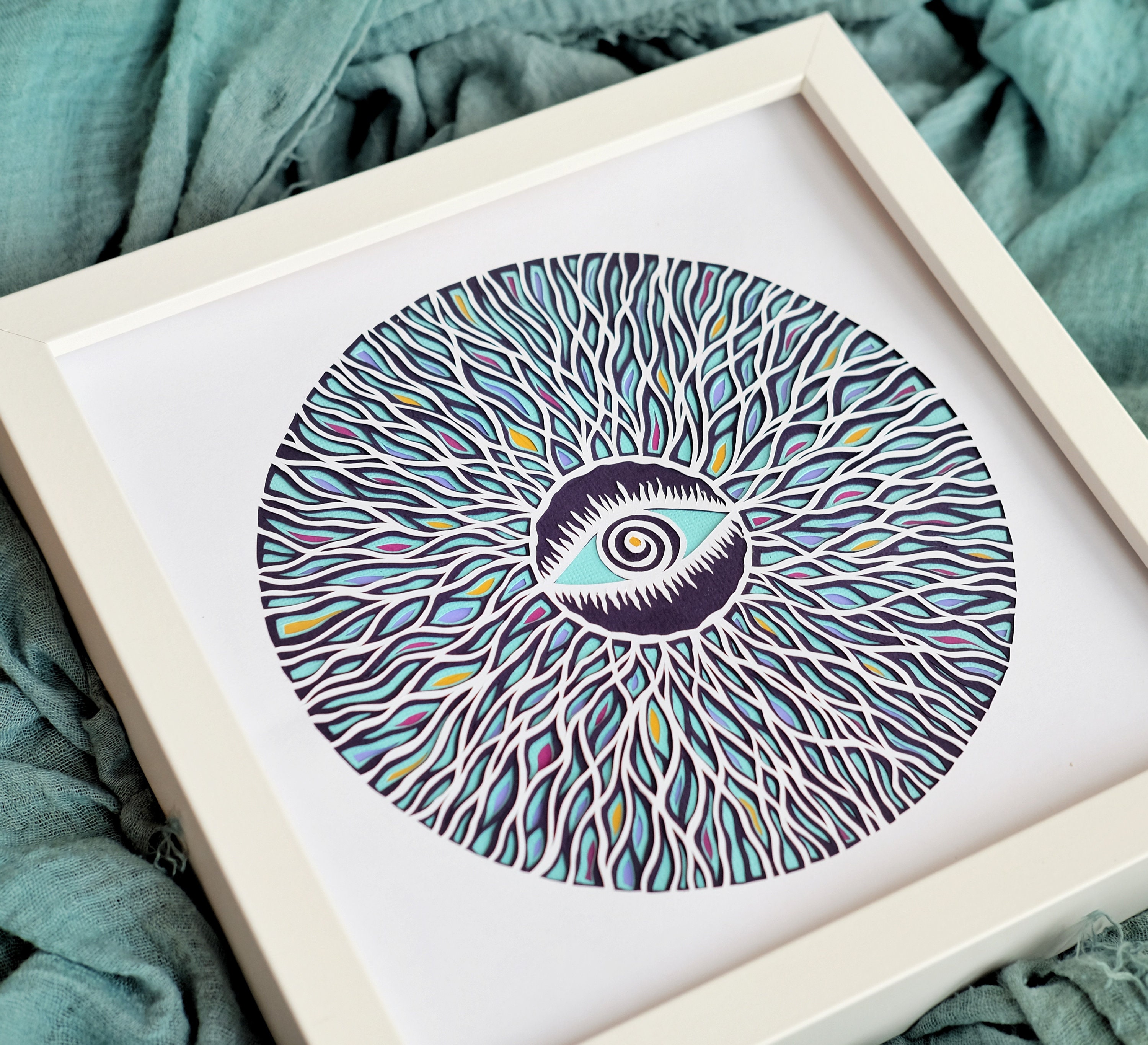 Paper Mixed Media & Collage psychedelic wall art paper collage mandala ...