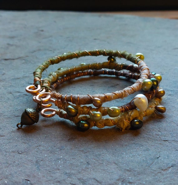 Sari Silk Wrapped Adjustable Bangle Stack Modern Bohemian - Etsy