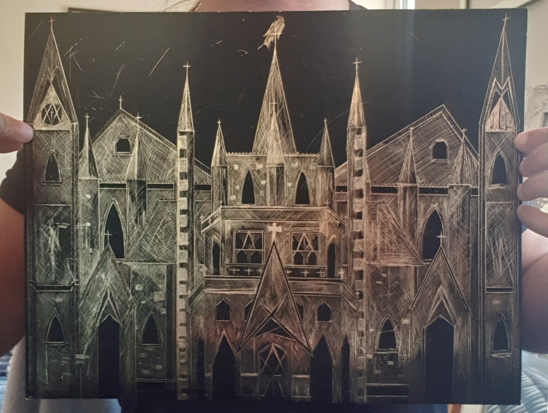 Original Gold Foil Church Etching - Etsy UK