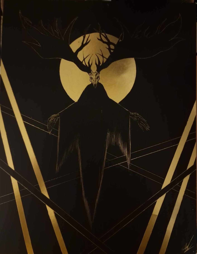 Original Wendigo Etching Alternative Art Horror Decor - Etsy