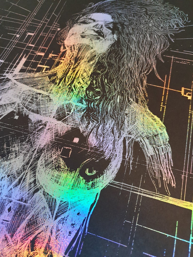 Cyberpunk Art Print Holographic Limited Edition Illustration - Etsy