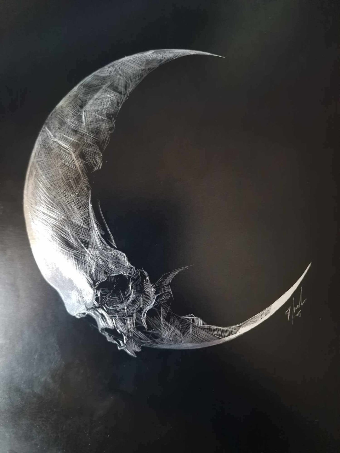 Original Skull Moon Etching - Etsy