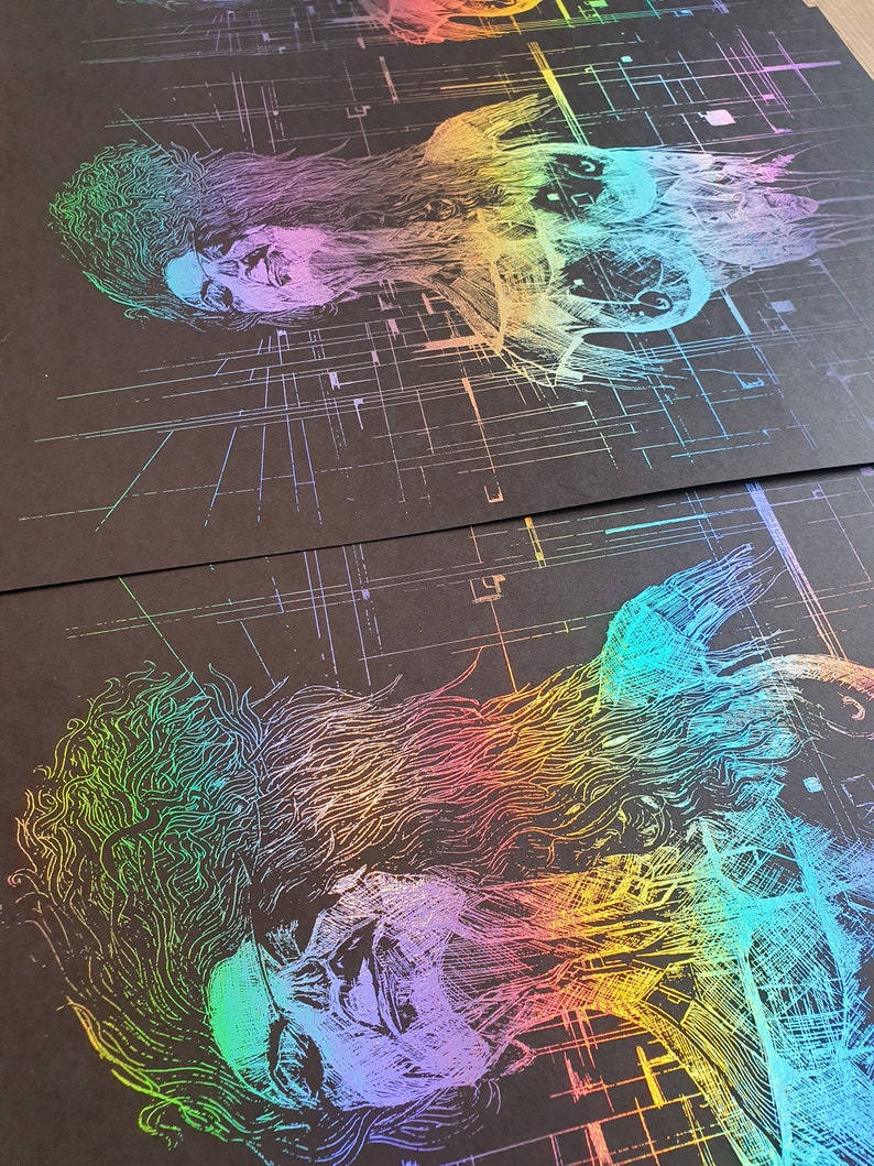 Cyberpunk Art Print Holographic Limited Edition Illustration | Etsy